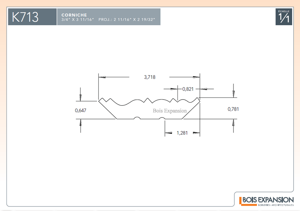 Corniche en bois 3/4 x 3-11/16 | Ogee K713 – Bois Expansion